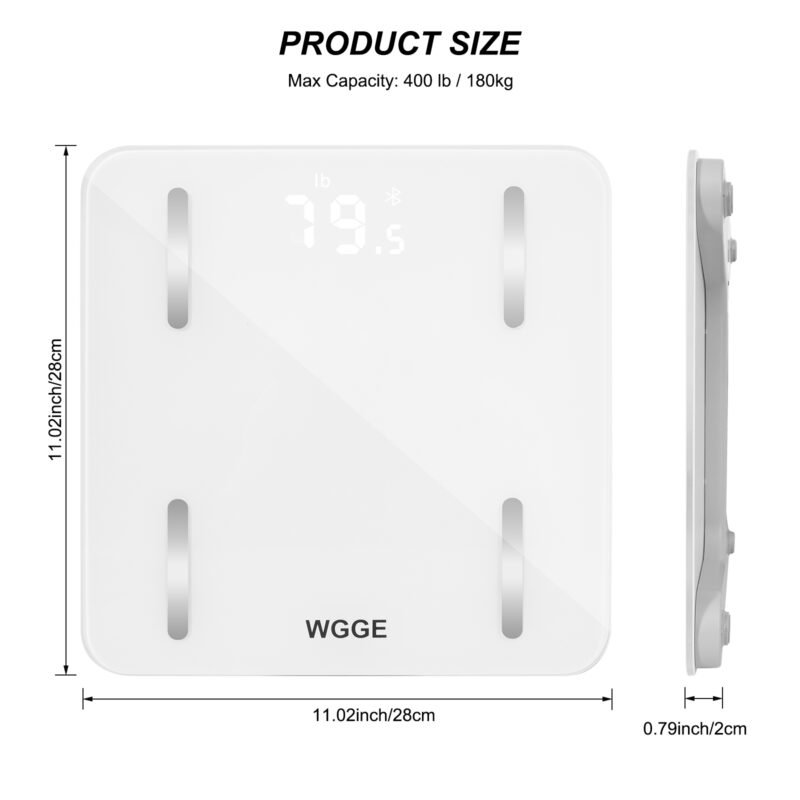 WGGE Bluetooth Body Fat Scale, Smart Digital Bathroom Scale Highly ...